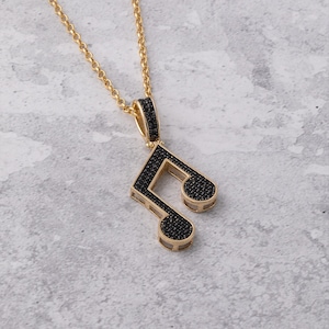 Music Symbol 14k Gold Pendant, 14K Yellow Gold Treble Clef Necklace ...