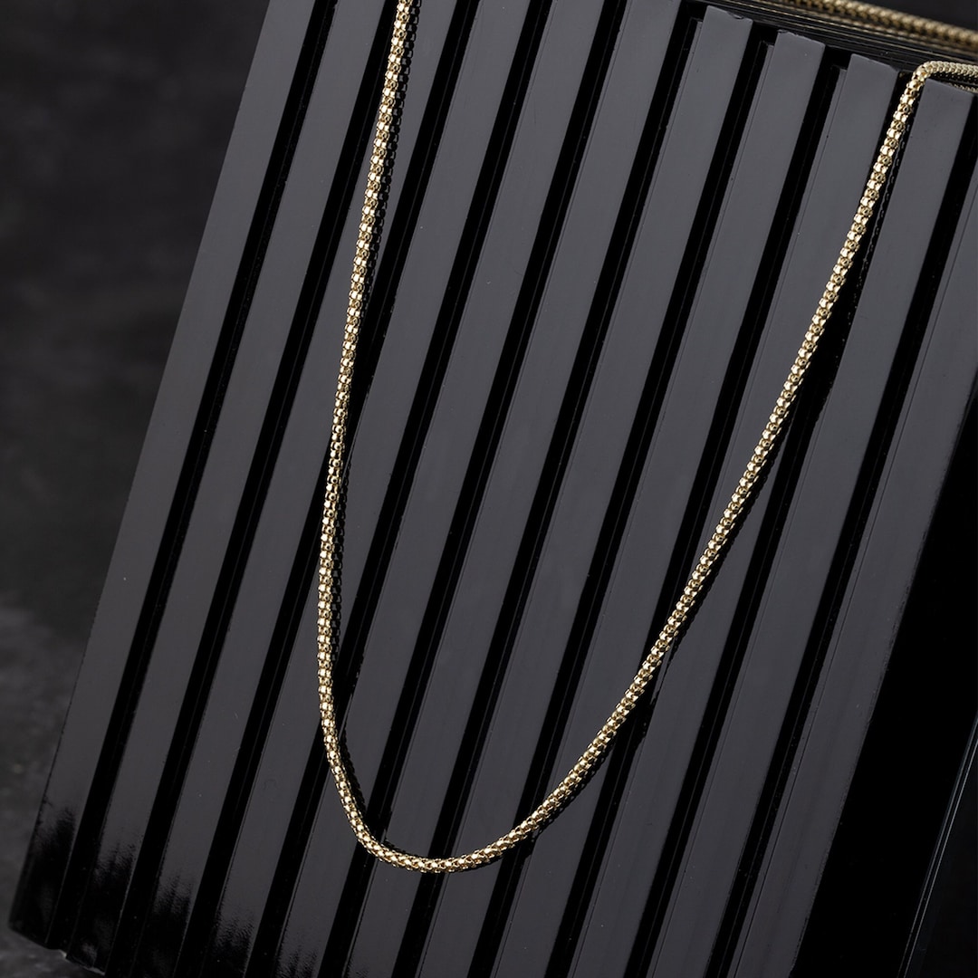 Men's 14k Solid Gold Popcorn Chain Necklace, 18-26 Inches Gold Men ...