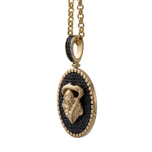 Men's Solid Gold Grim Reaper Pendant, 14kt Real Gold Death Symbol ...