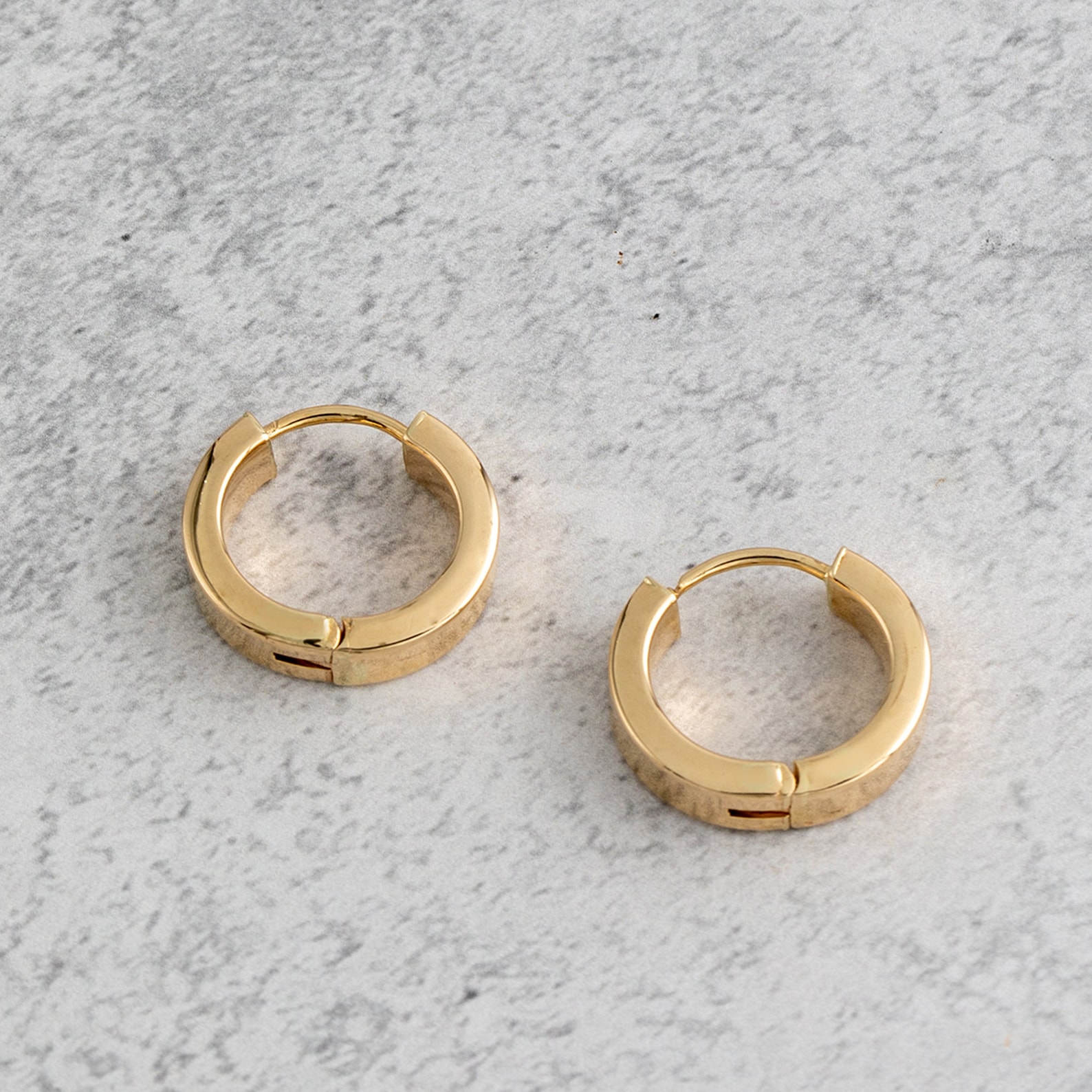 Men's 14k Solid Gold Hoop Earring, Yellow Gold Huggie Earrings, Sleeper ...