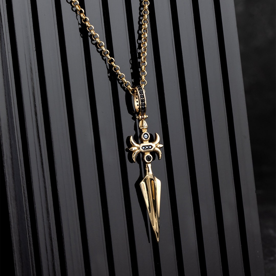 14k Solid Gold Sword Charm for Men, 14k Gold Sword Pendant, Best Gift ...