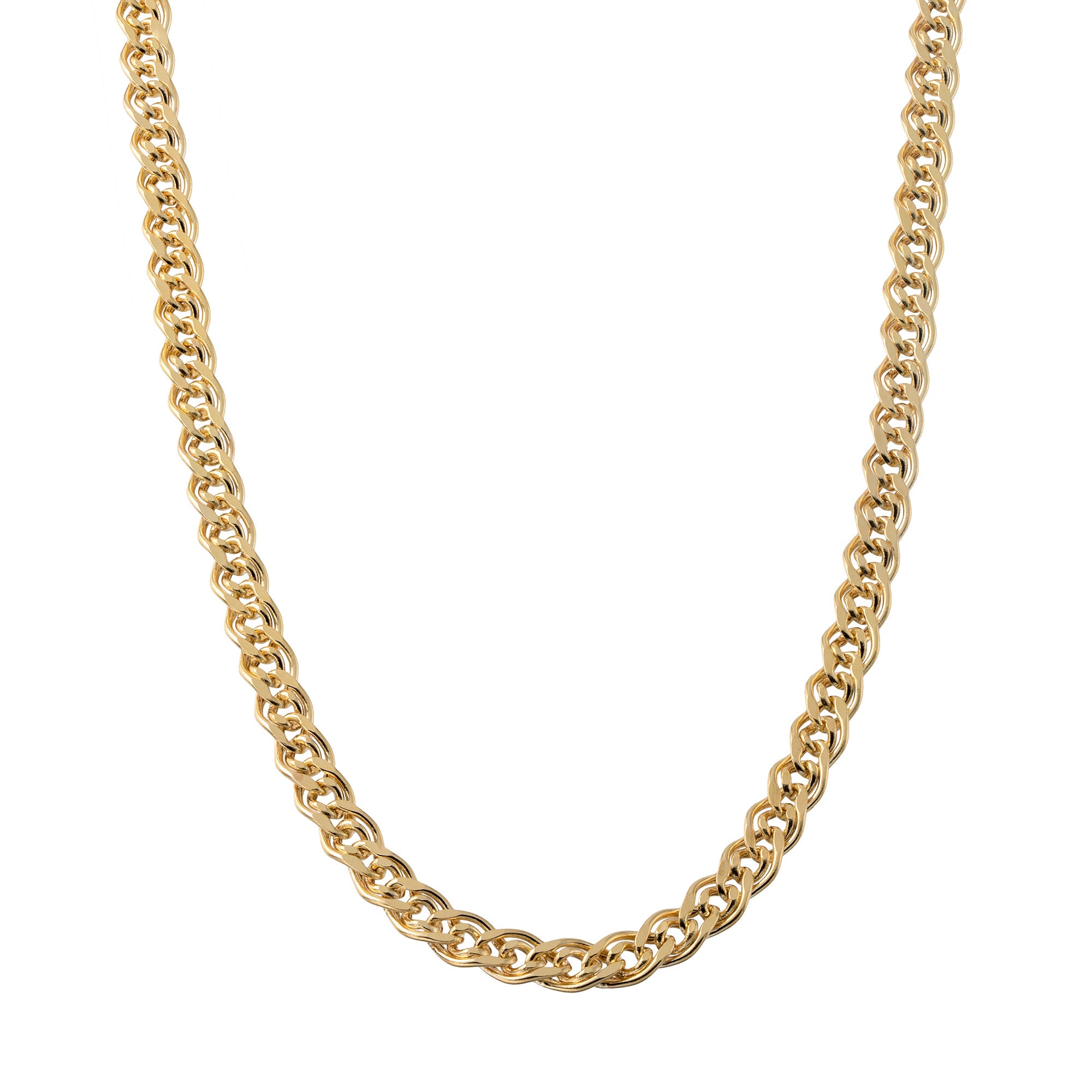 14k Solid Yellow Gold Necklace Chain for Men, Flat Foxtail Link Chain ...
