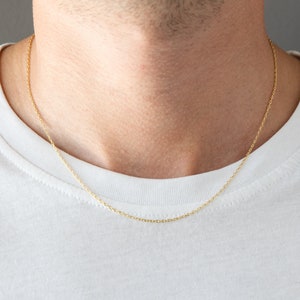 14K Real Gold Cable Link Chain for Men, Men Yellow Gold Chain Necklace ...