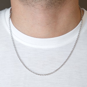 14K White Gold Rolo Cable Chain for Men, 1.5mm-3mm&18-26 Inches, Men's ...