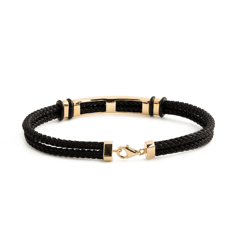 14K Real Gold Black Rope Bracelet Solid Gold Bracelet for - Etsy