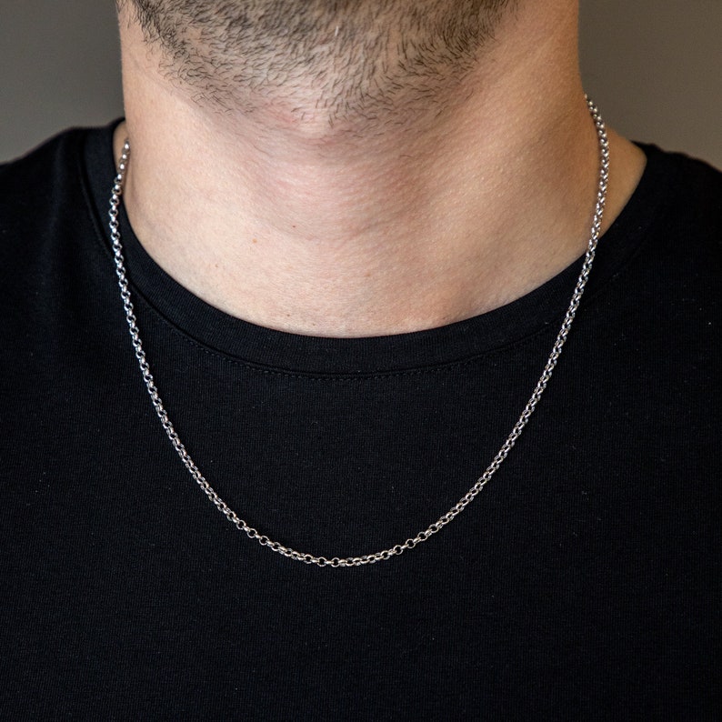 14K White Gold Rolo Cable Chain for Men 1.5mm-3mm&18-26 - Etsy