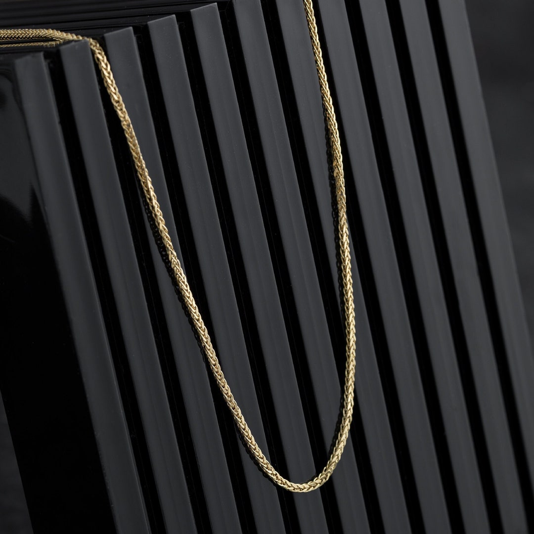 14K Real Gold Fox Tail Chain, 14K Real Gold White/yellow Gold Chain for ...