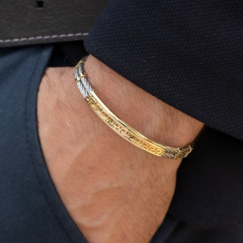 Men's Gold Bracelet 14k Solid Gold Men Cuff Bracelet - Etsy UK