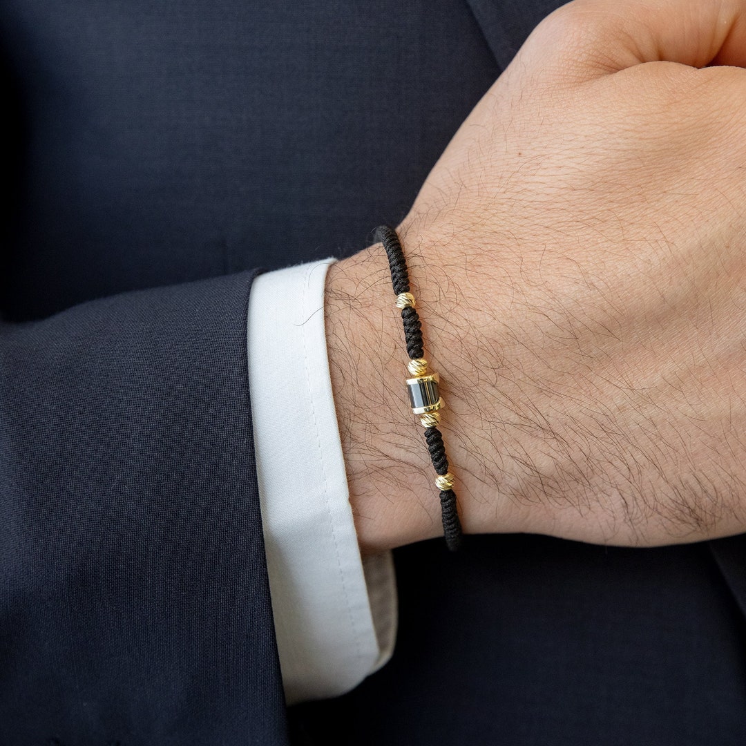 Men's Gold Bracelet, 14k Solid Gold Bracelet for Men, 14k Gold Man ...