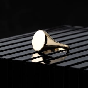 14k Solid Gold Pinky Ring for Men, Signet Ring, Engravable Personalized ...