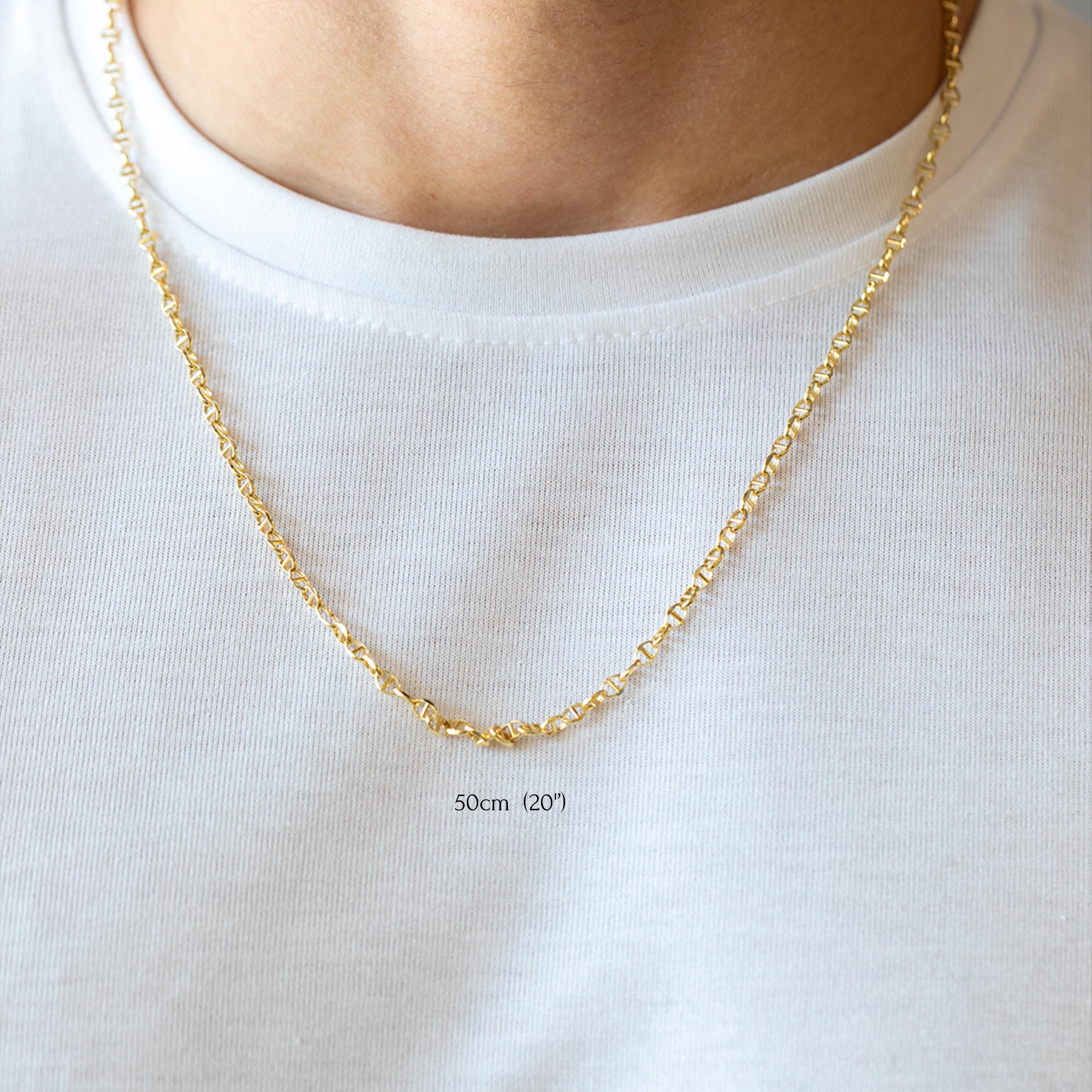 Men's Gold Mariner Cable Chain for Men, 14K Solid Gold 18-24 Inches ...