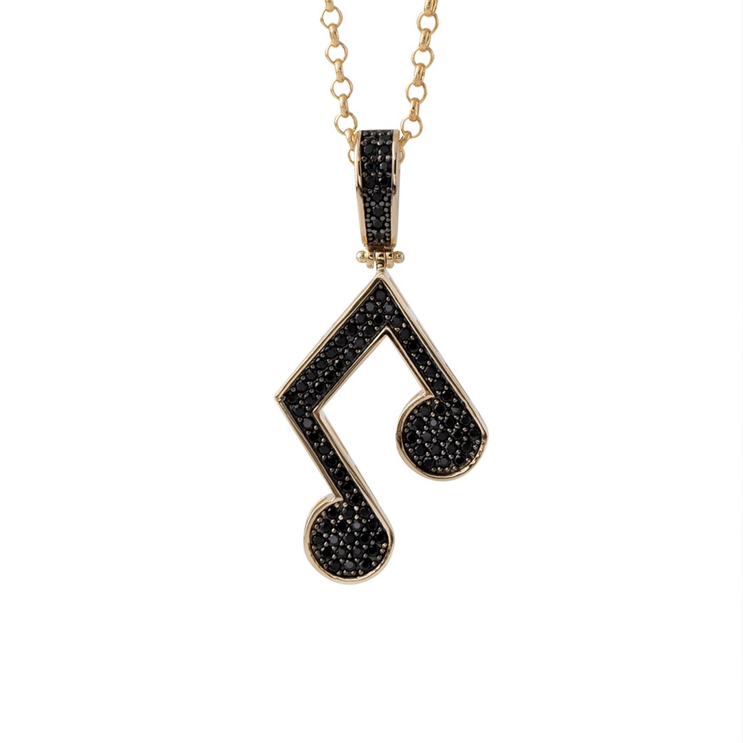 Music Symbol 14k Gold Pendant, 14K Yellow Gold Treble Clef Necklace ...