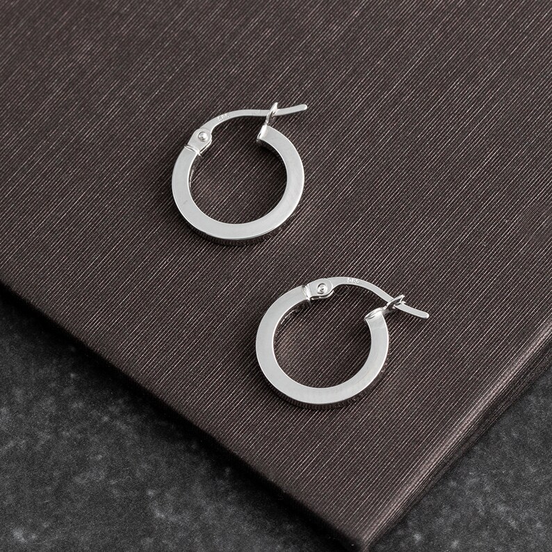 Men's Solid Gold Hoop Earring 14K White Gold Huggie - Etsy