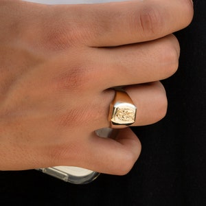 14k Solid Gold Grim Reaper Ring for Men / 14K Gold Death Symbol Ring ...