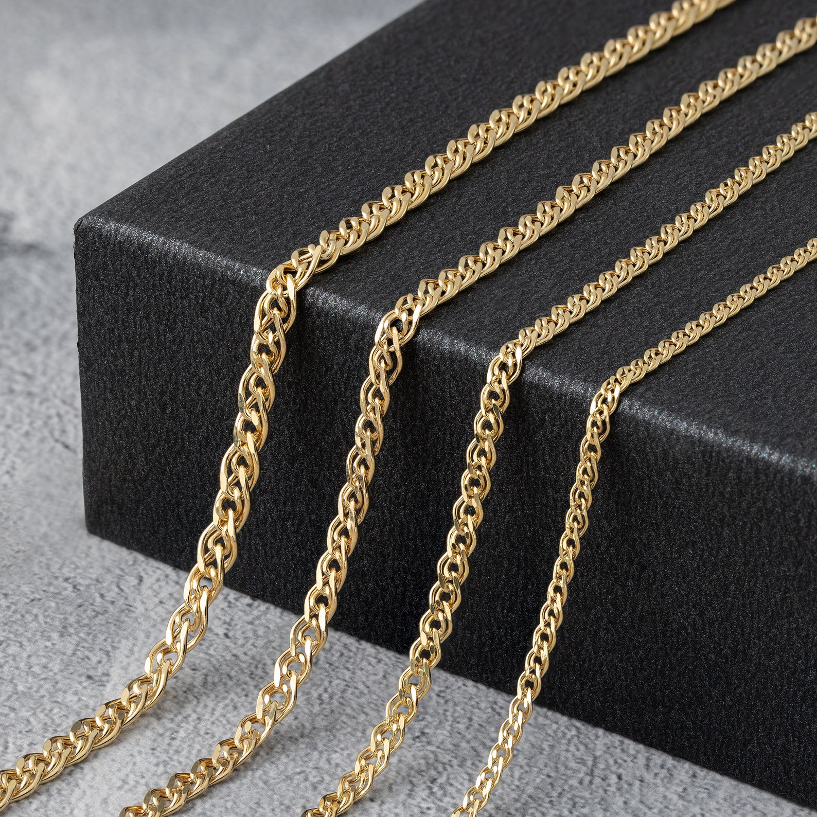 14k Solid Yellow Gold Necklace Chain for Men, Flat Foxtail Link Chain ...