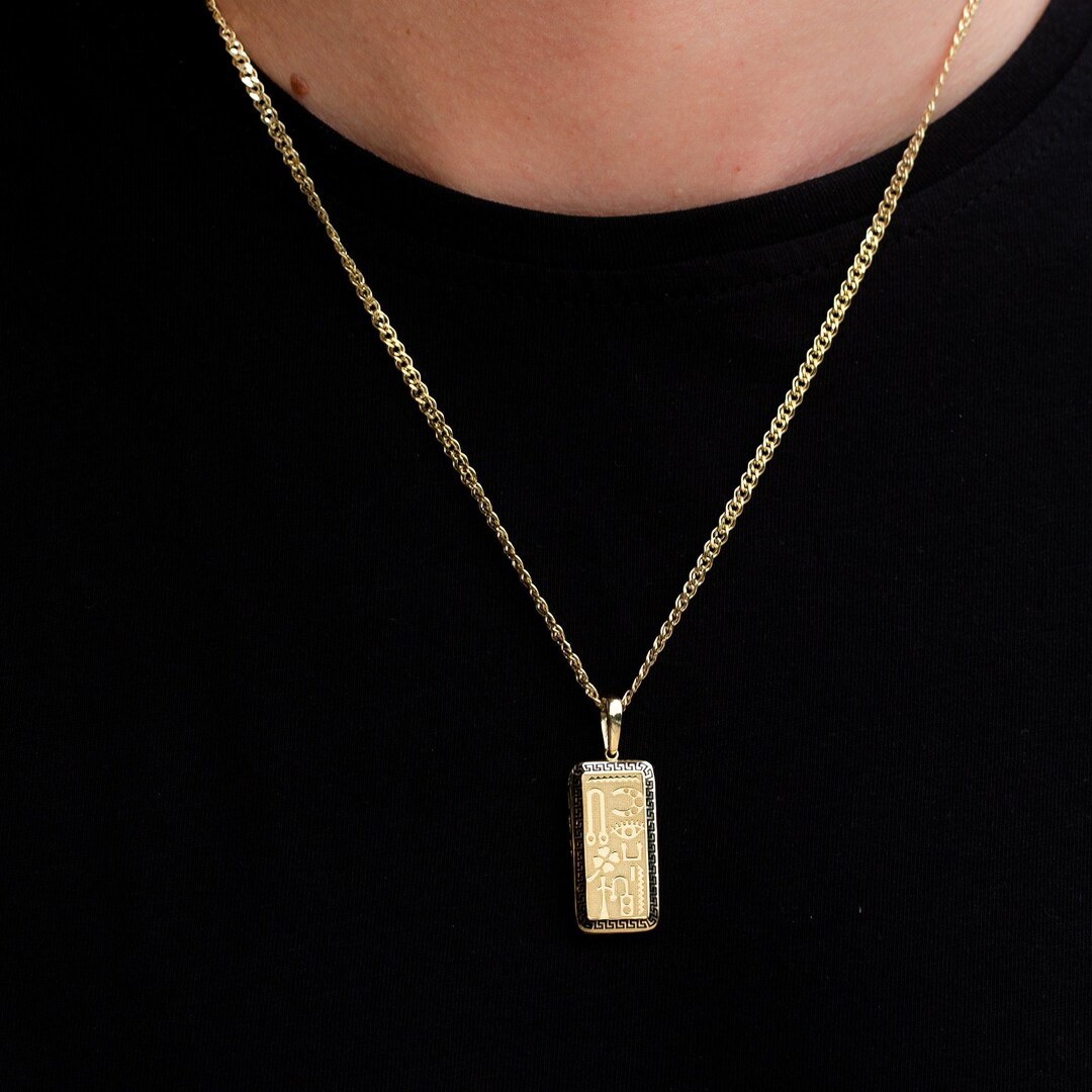 Men's 14k Real Gold Luck Pendant, Egypt and Byzantine Symbols Gold ...