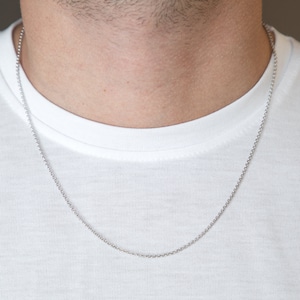 14K White Gold Rolo Cable Chain for Men, 1.5mm-3mm&18-26 Inches, Men's ...