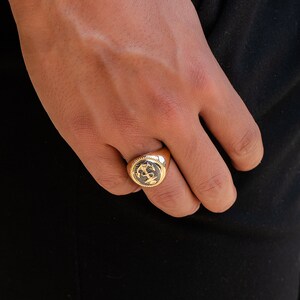 14K Solid Gold Nautical Men's Ring, Anchor Signet Men's Ring, Real Gold ...
