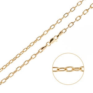 14K Real Gold Cable Link Chain for Men, Men Yellow Gold Chain Necklace ...