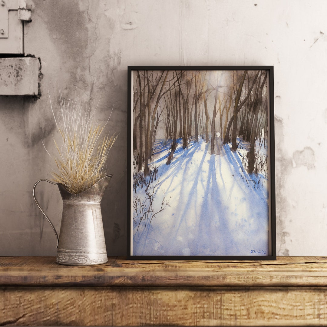 Winter Forest/trees and Snow/muted Wall Decor/original Watercolour ...