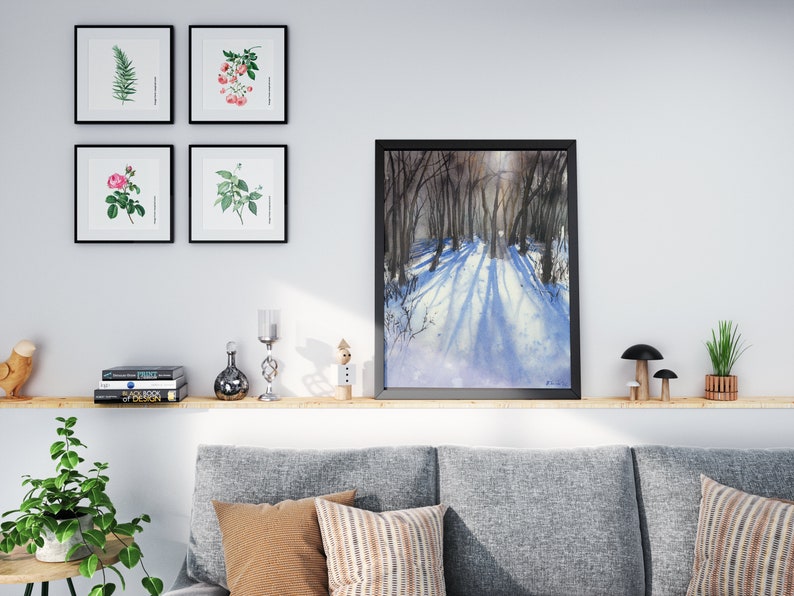 Winter Forest/trees and Snow/muted Wall Decor/original Watercolour ...