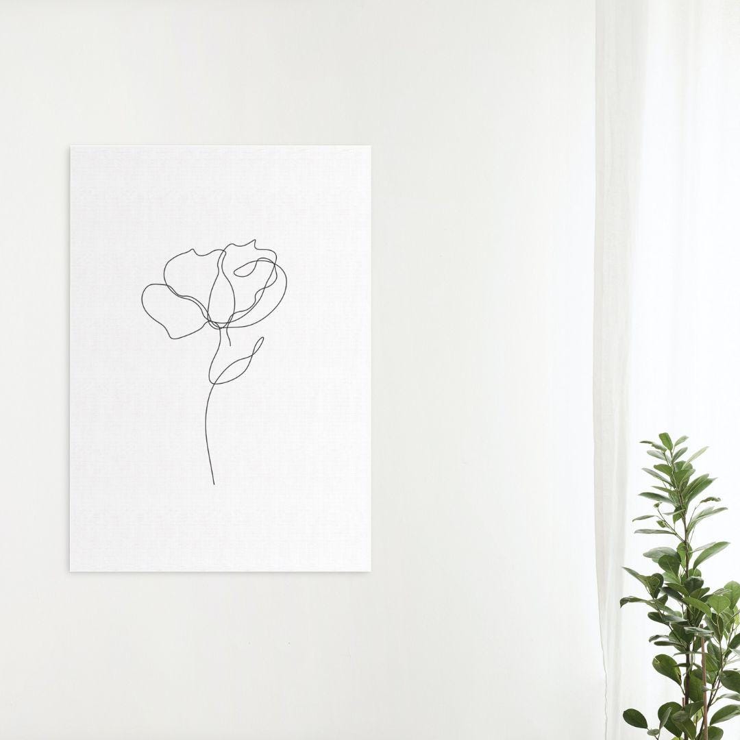 Minimalist Poppy Print, Wall Art Print, Digital Art Print Floral Print ...