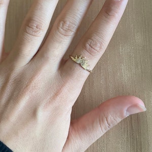 14k Solid Gold Sunburst Ring, Gold Sunbeam Ring, Sunshine Ring, Rising Sun Ring, Christmas Gifts ...