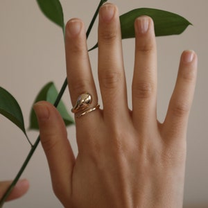 14K Solid Gold Drop Model Ring, Gold Drop Dupe Rings, Teardrop Ring ...