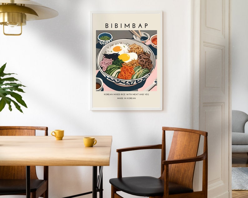Retro Bibimbap Art Print: Korean Food Poster (digital Download) - Etsy