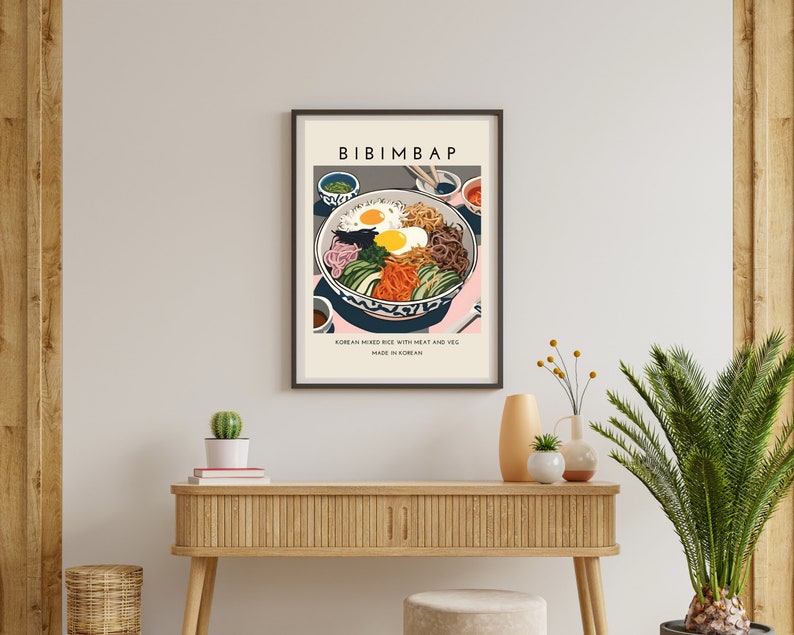 Retro Bibimbap Art Print: Korean Food Poster (digital Download) - Etsy