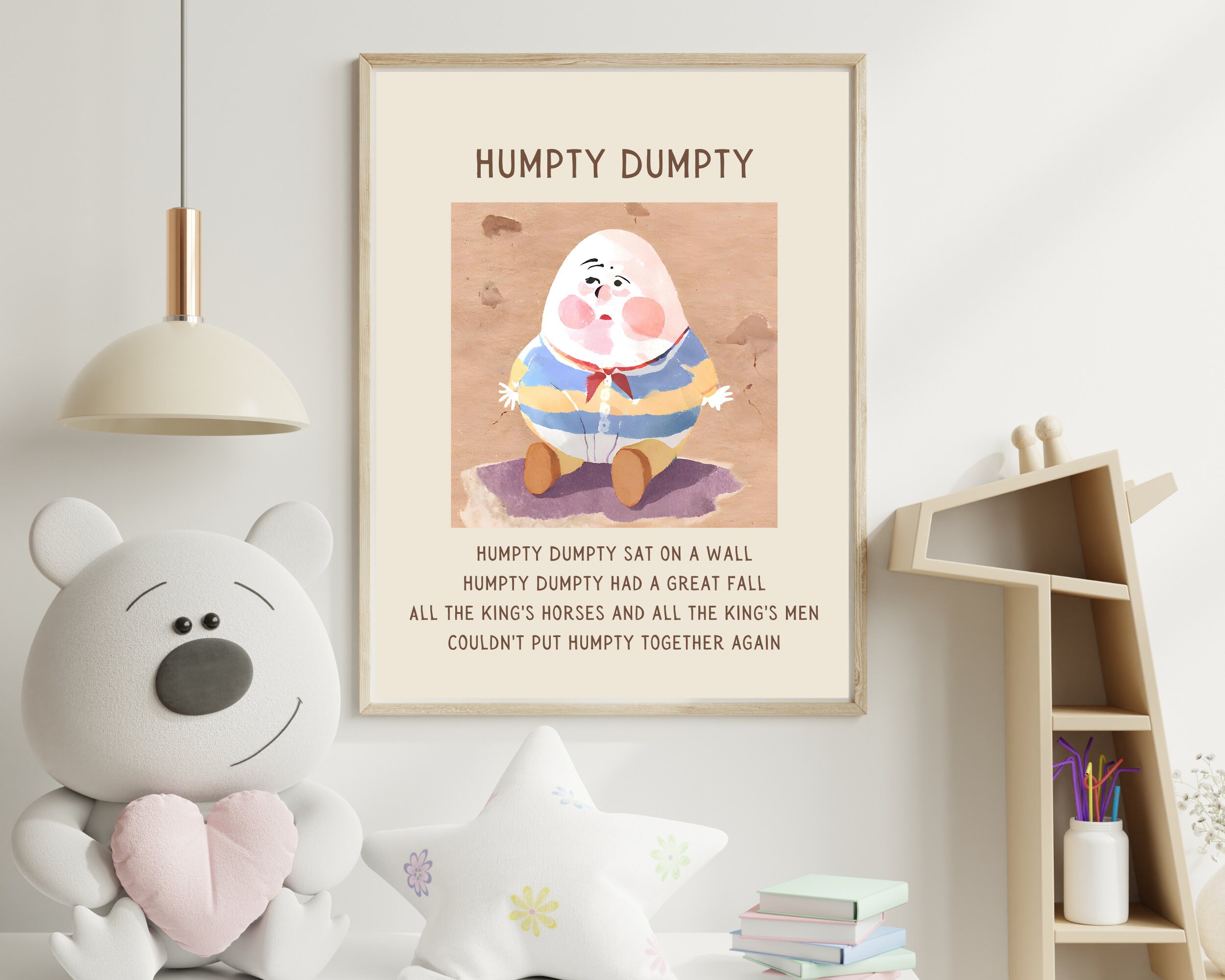 Humpty Dumpty Poster, Baby Room Decor Wall Art Boho, Nursery Rhyme ...