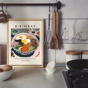 Retro Bibimbap Art Print: Korean Food Poster (digital Download) - Etsy