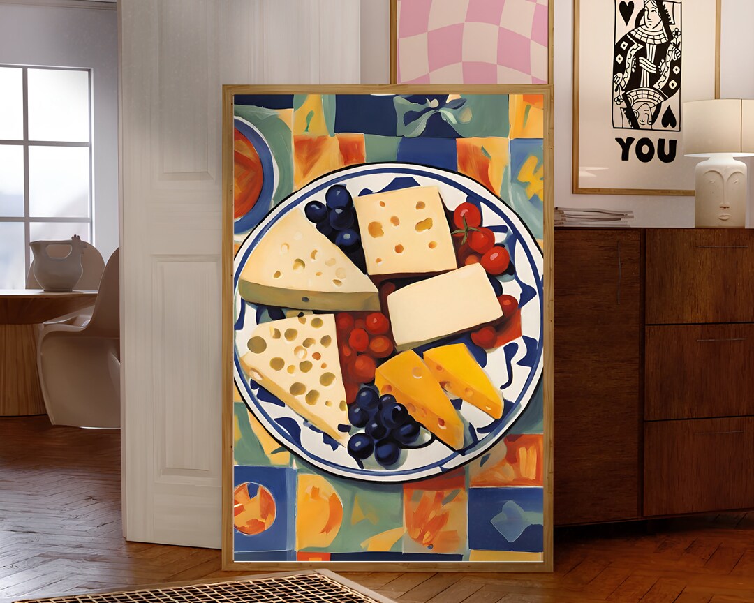Retro Cheese Board Print: Eclectic Kitchen Wall Art (digital Download ...