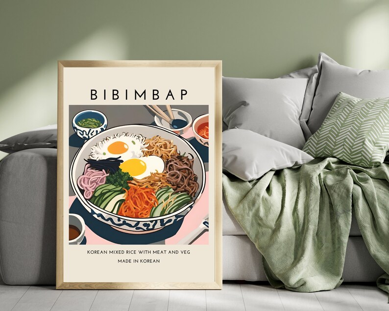 Retro Bibimbap Art Print: Korean Food Poster (digital Download) - Etsy