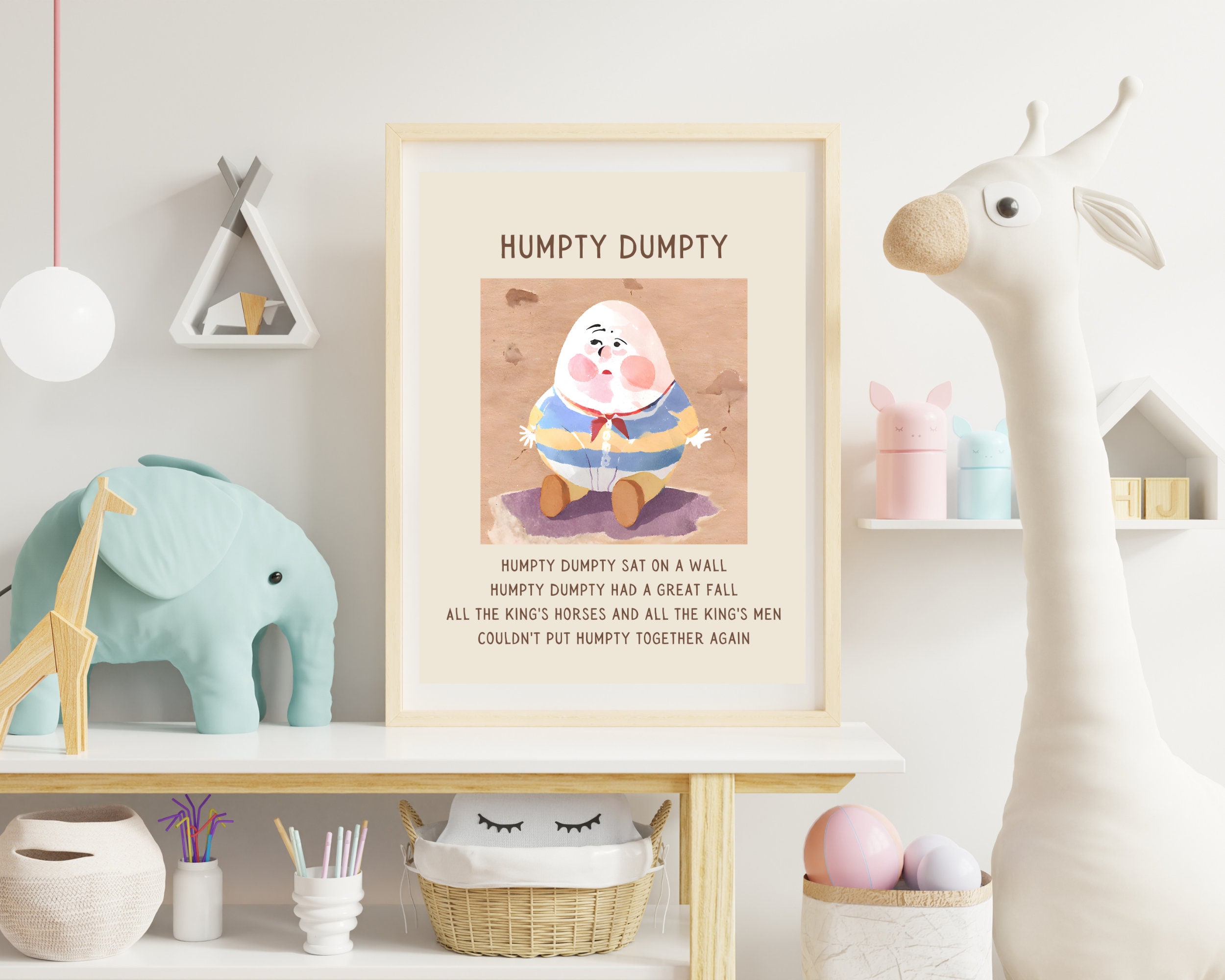 Humpty Dumpty Poster, Baby Room Decor Wall Art Boho, Nursery Rhyme ...