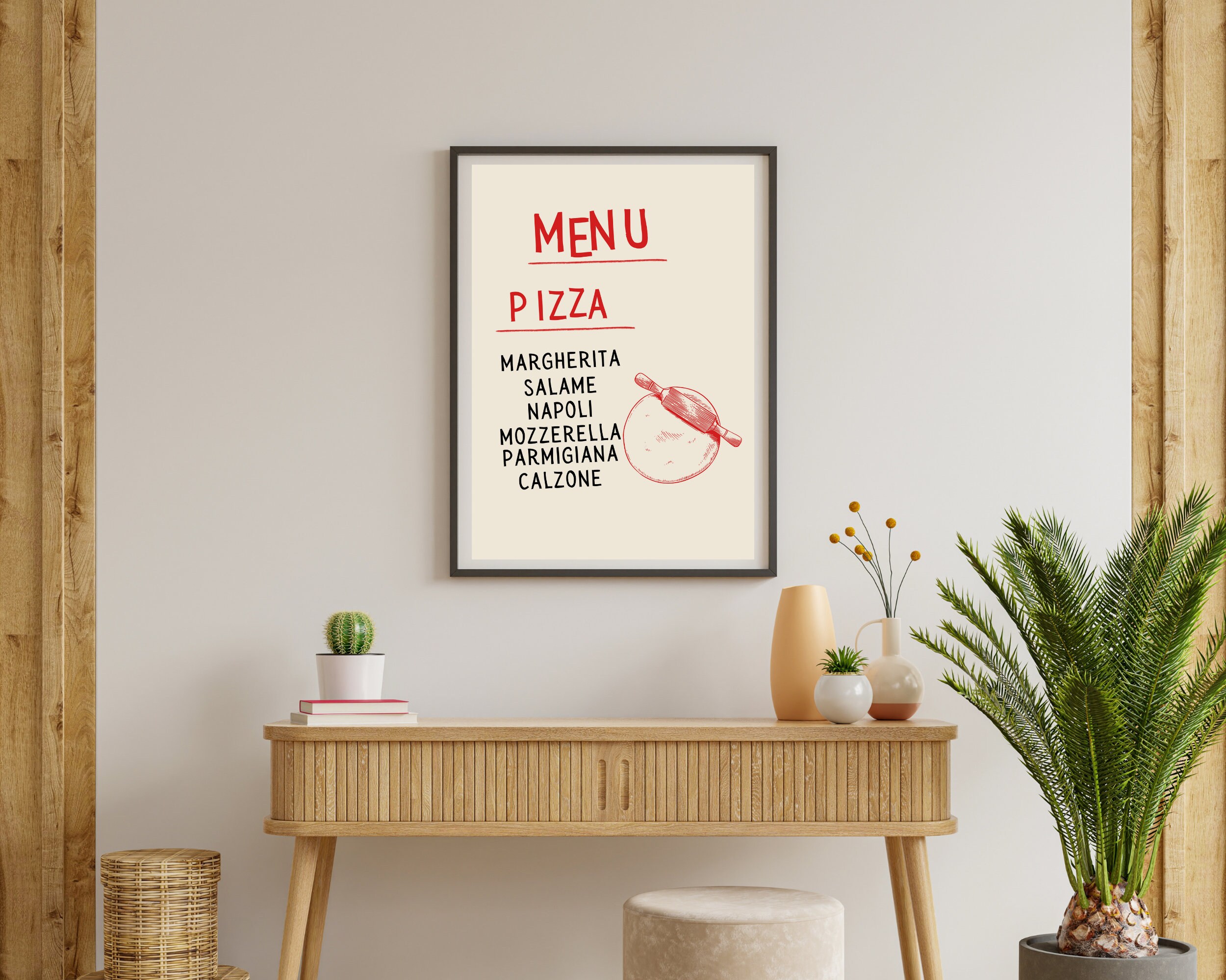 Pizza Menu, Italian Menu Art Print, Kitchen Wall Art, Kitchen Poster ...
