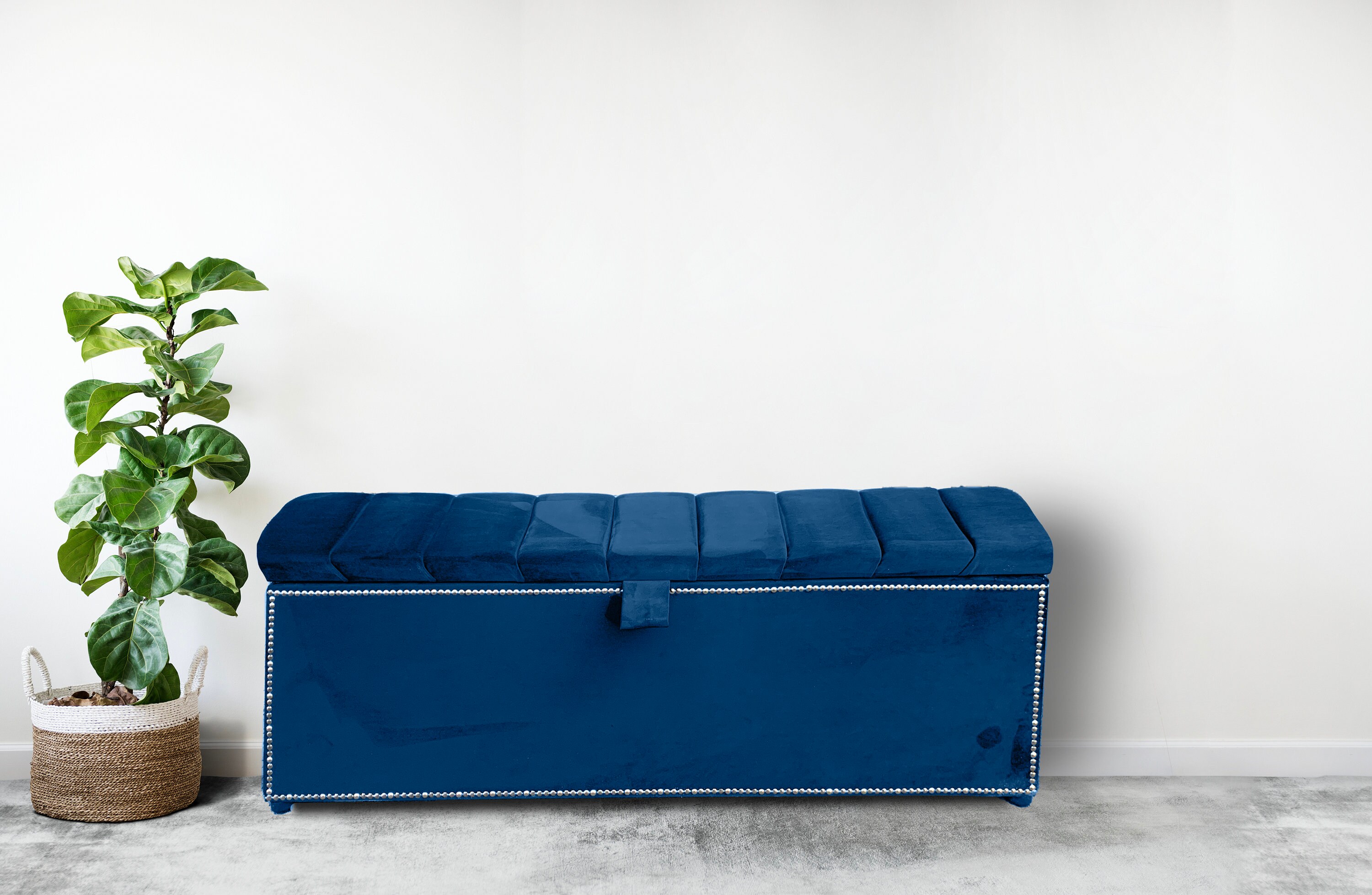 Blue velvet storage box store