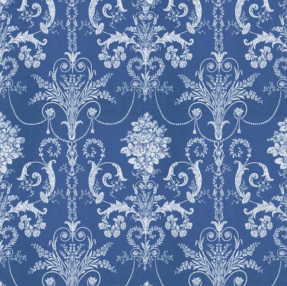 Printable Dolls House Wallpaper 1/12th Scale Dark Blue Damask - Etsy