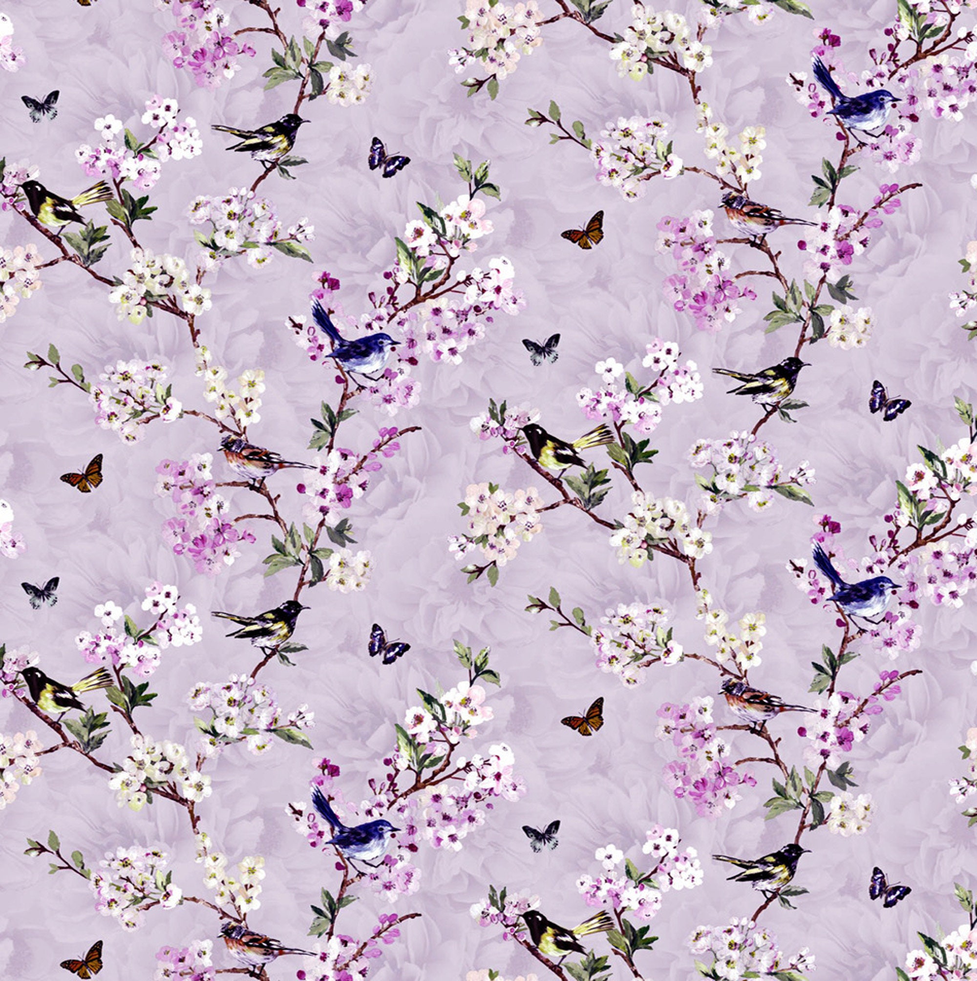 Printable Dolls House Wallpaper 1/12th Scale Lilac Birds D329 Digital ...