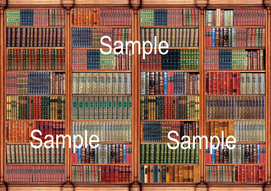 Printable Dolls House Library Wallpaper 1/12th Scale Digital Download ...