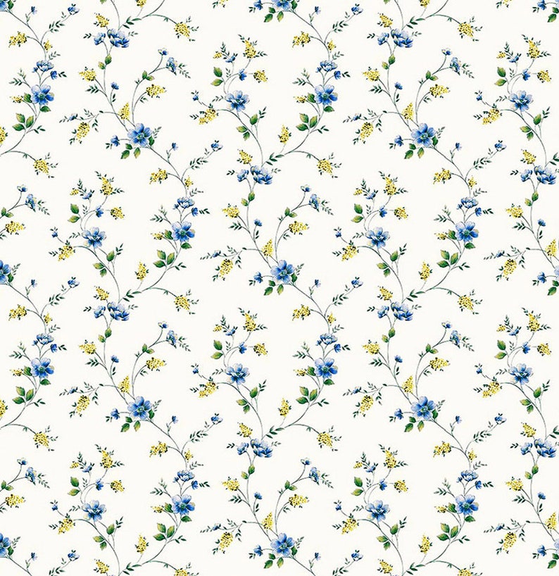 Printable Dolls House Wallpaper 1/12th Scale Blue Floral D233 Digital ...
