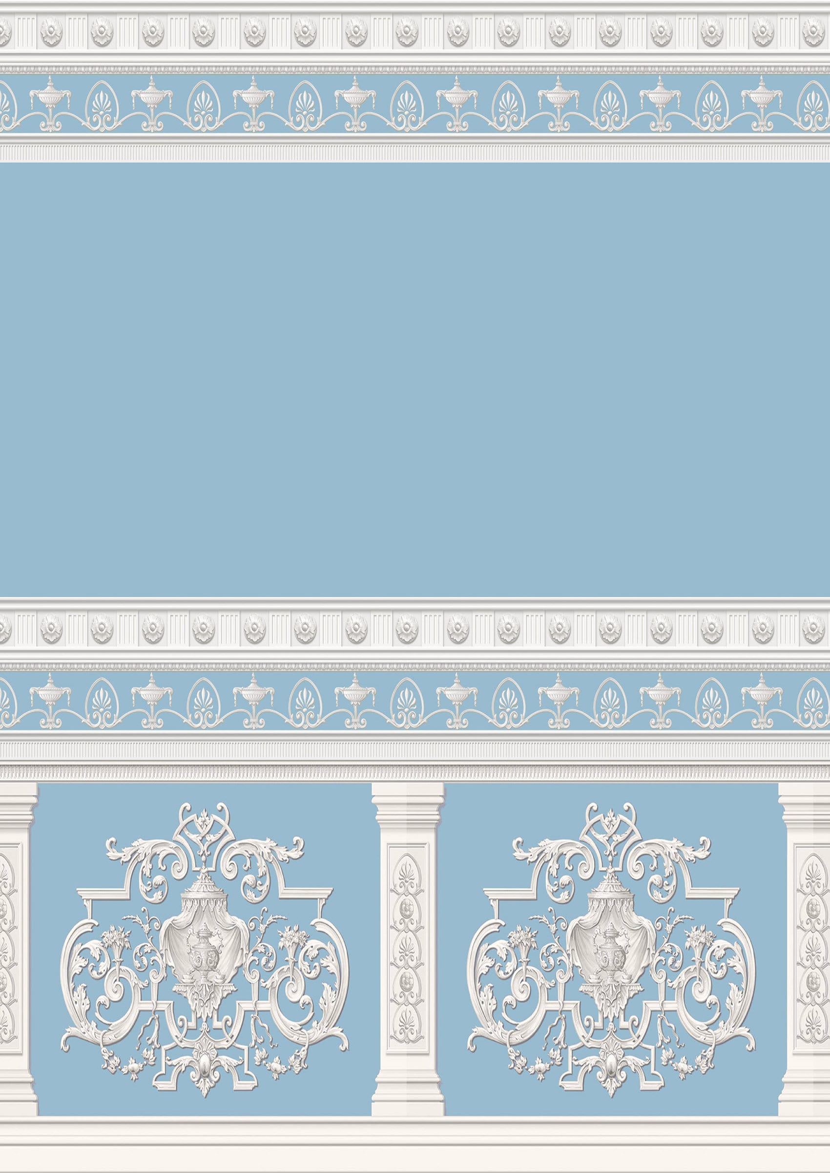 Printable Dolls House Wallpaper 1/12th Scale Light Blue Panels - Etsy