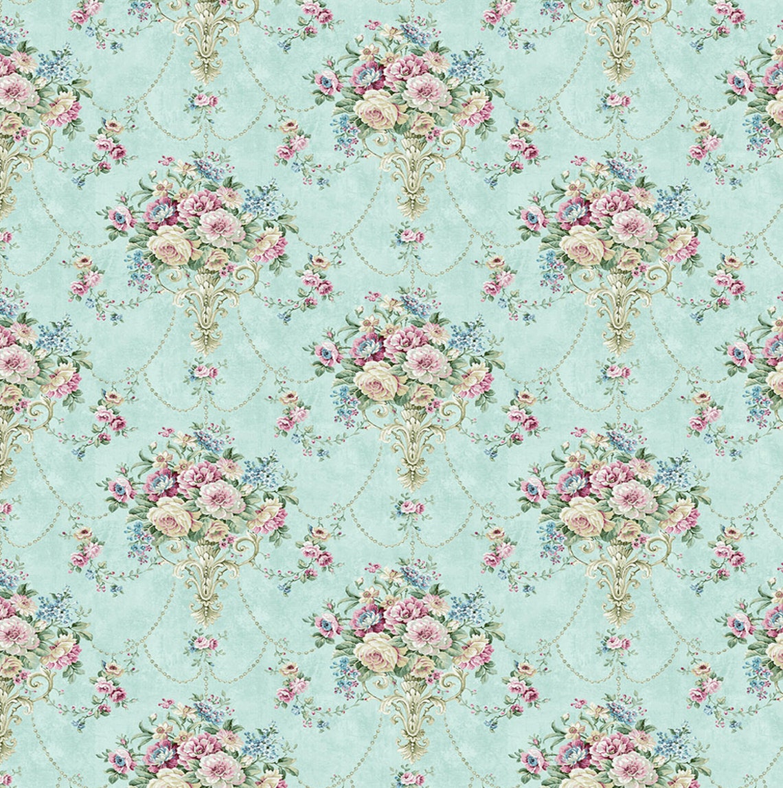 Printable Dolls House Wallpaper 1/12th Scale Vintage Blue Floral D908 ...