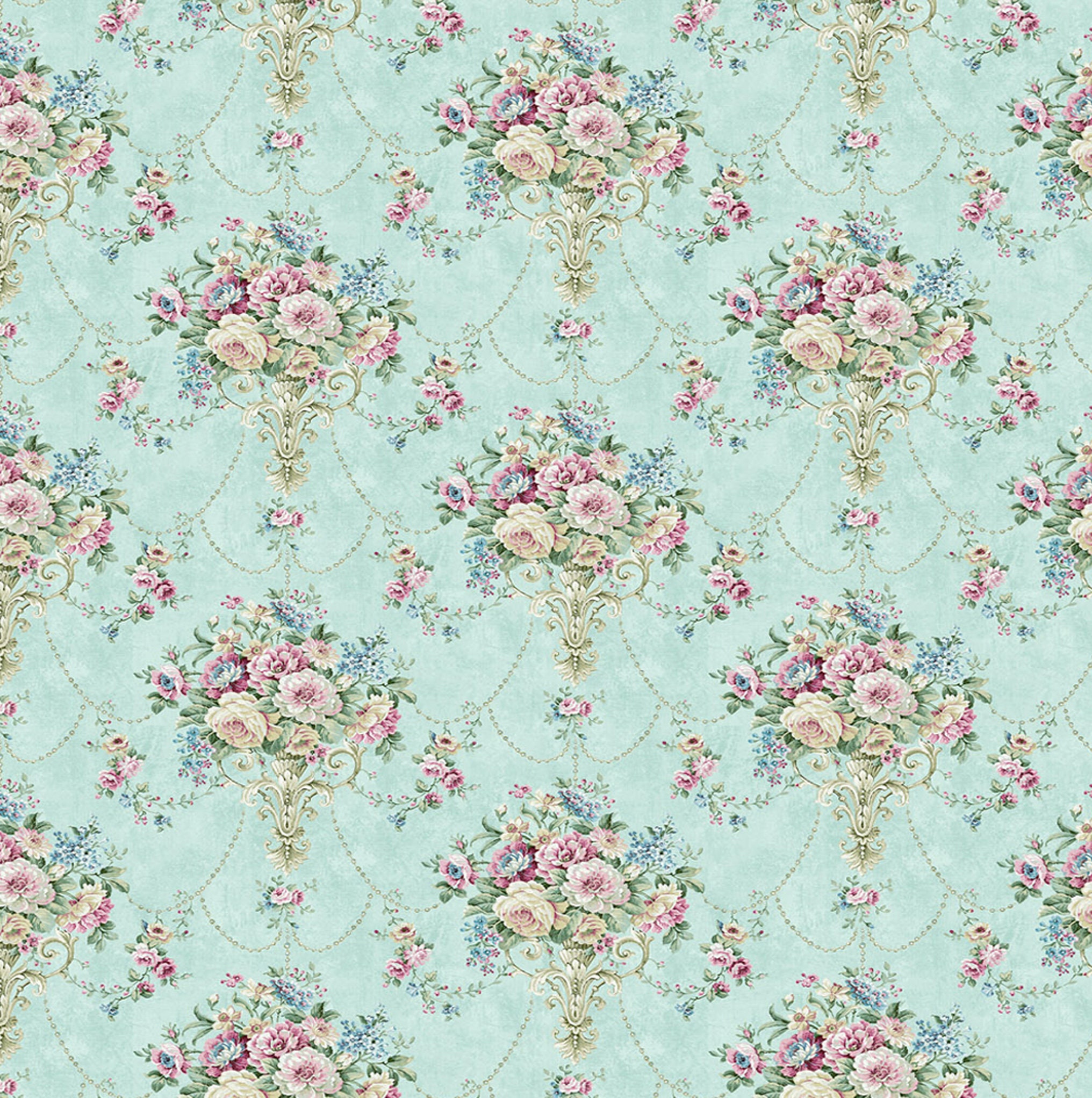 Printable Dolls House Wallpaper 1/12th Scale Vintage Blue Floral D908 ...