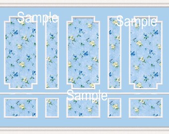 Printable Dolls House Wallpaper 1/12th Scale Vintage Blue - Etsy