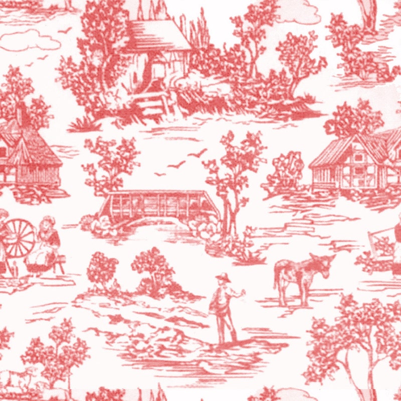 Red Toile Wallpaper - Etsy