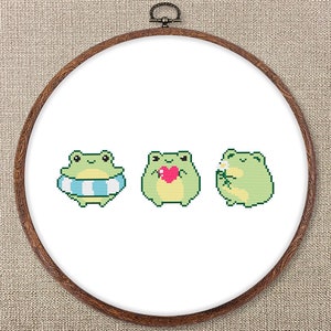 Tiny Frog Cross Stitch Pattern PDF - Kawaii Cute Baby Animal Funny ...