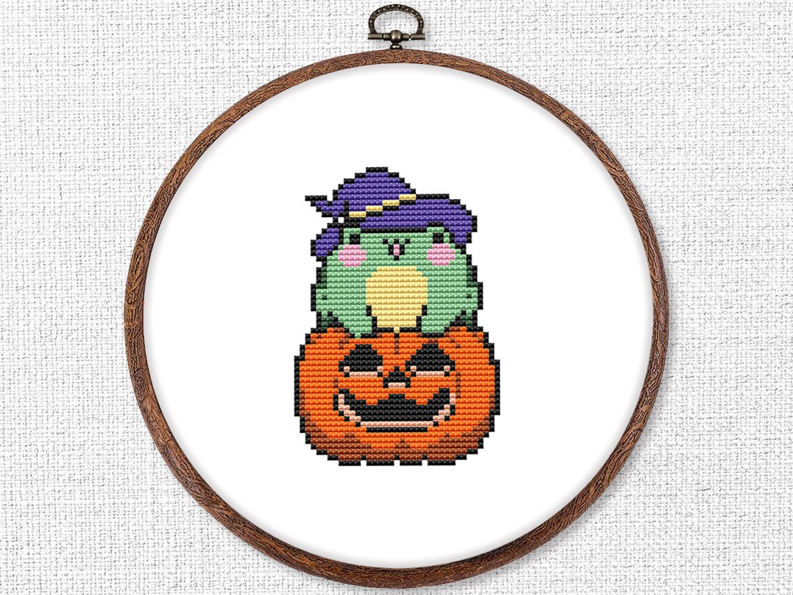 Cute Halloween Toad Cross Stitch Pattern PDF - Autumn Funny Pumpkin ...