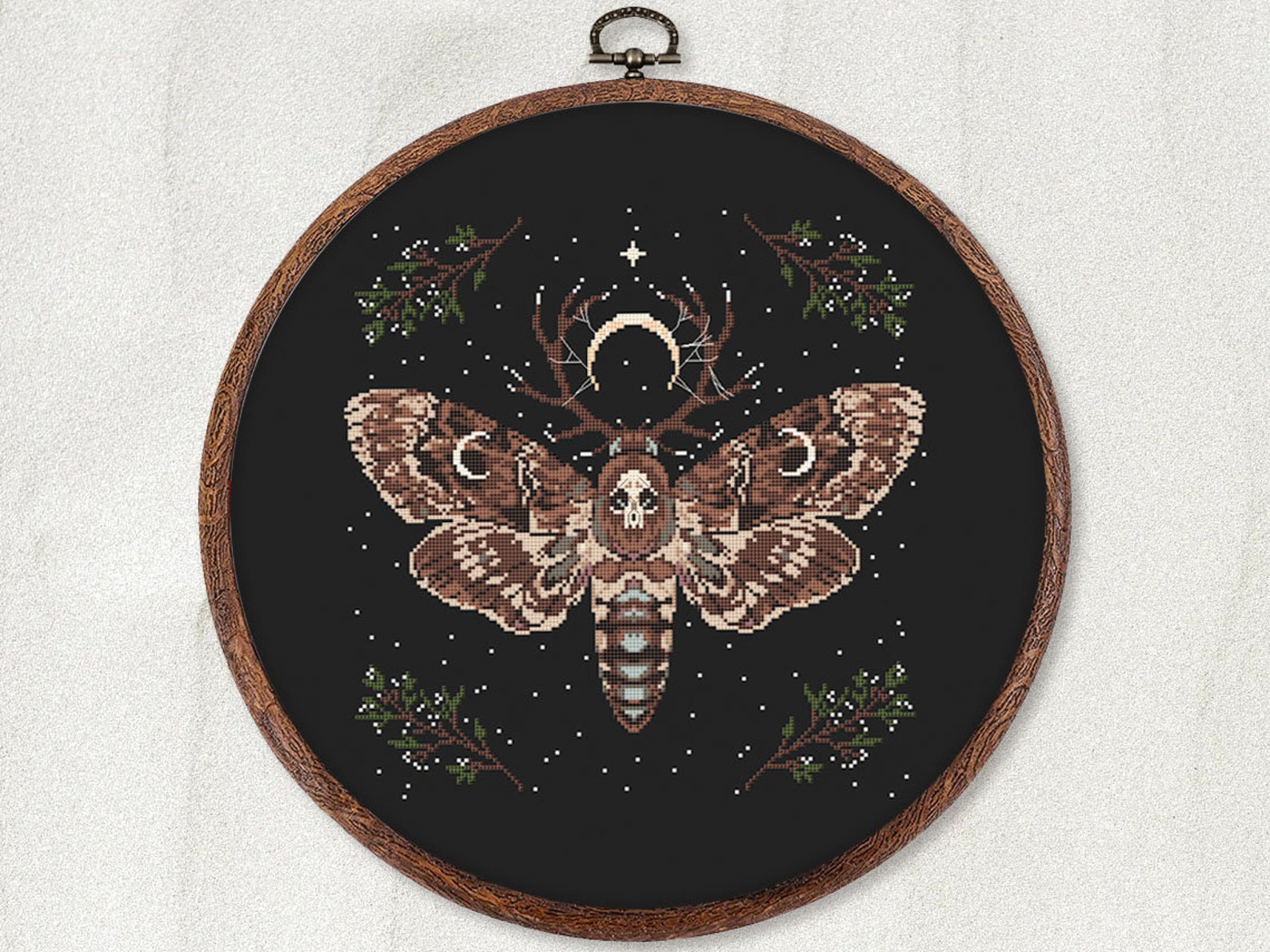 Death Head Moth Cross Stitch Pattern PDF Black Witch Craft Crescent ...