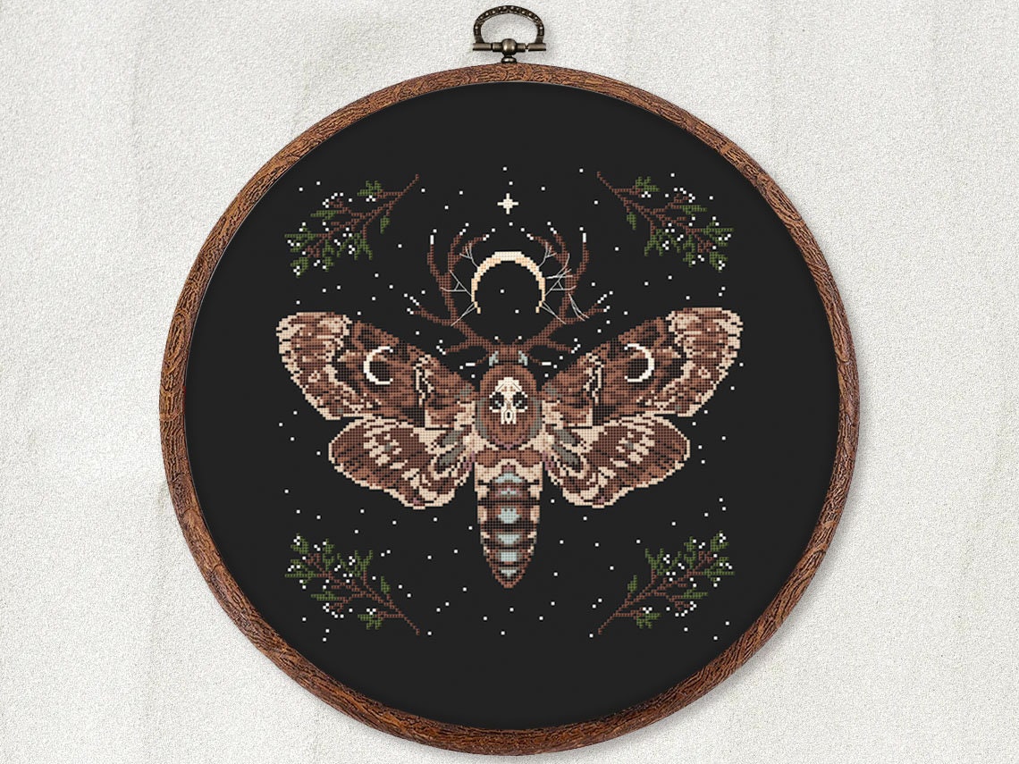 Death Head Moth Cross Stitch Pattern PDF Black Witch Craft - Etsy UK